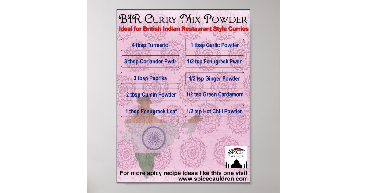 Curry Powder Recipe Poster | Zazzle