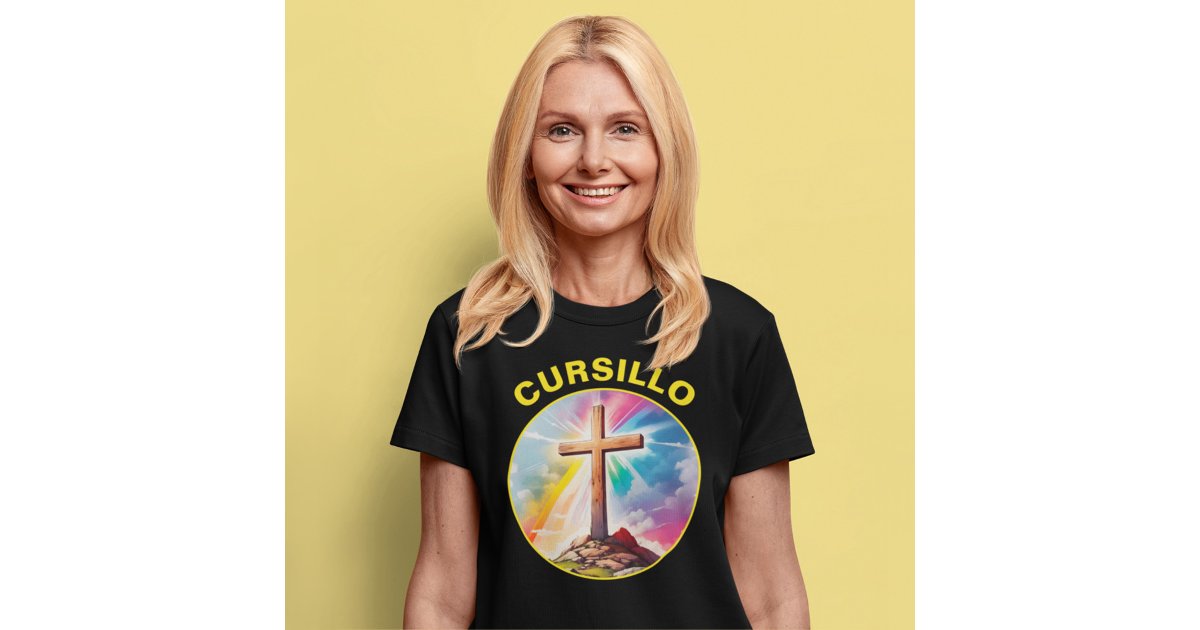 Cursillo Wood Cross With Rainbow and Clouds T-Shirt | Zazzle