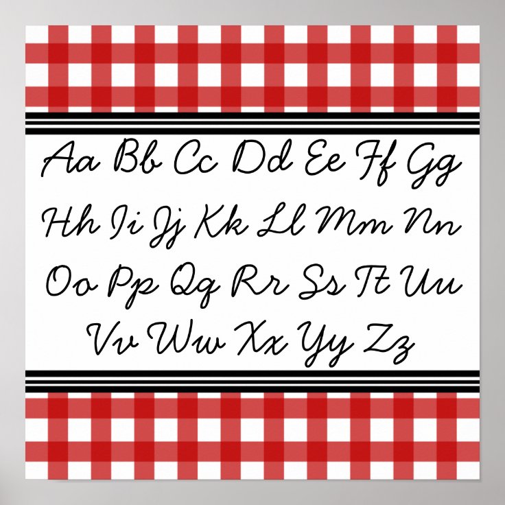 Cursive Alphabet Poster | Zazzle