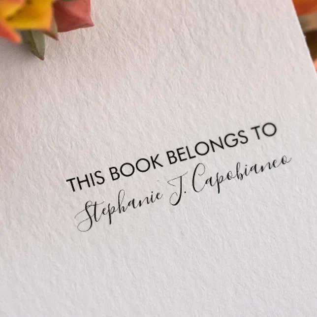CURSIVE ELEGANT THIS BOOK BELONGS TO ADD YOUR NAME SELF-INKING STAMP ...