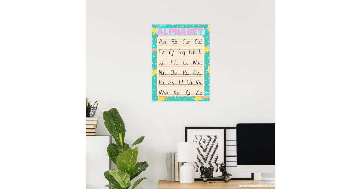 Cursive English Alphabet - Retro Pop Poster | Zazzle