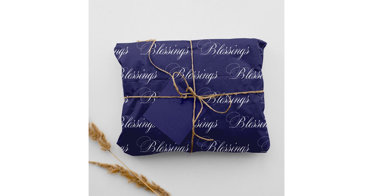 Cursive Font Blessings Royal Blue Tissue Paper | Zazzle