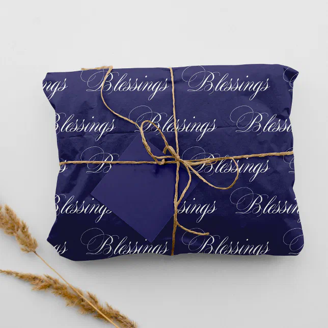 Cursive Font Blessings Royal Blue Tissue Paper | Zazzle
