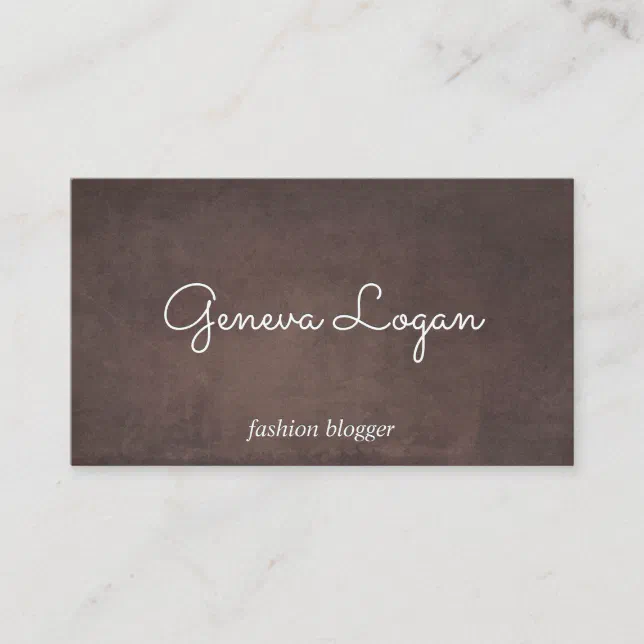 Cursive Font | Brown Texture Background Business Card | Zazzle