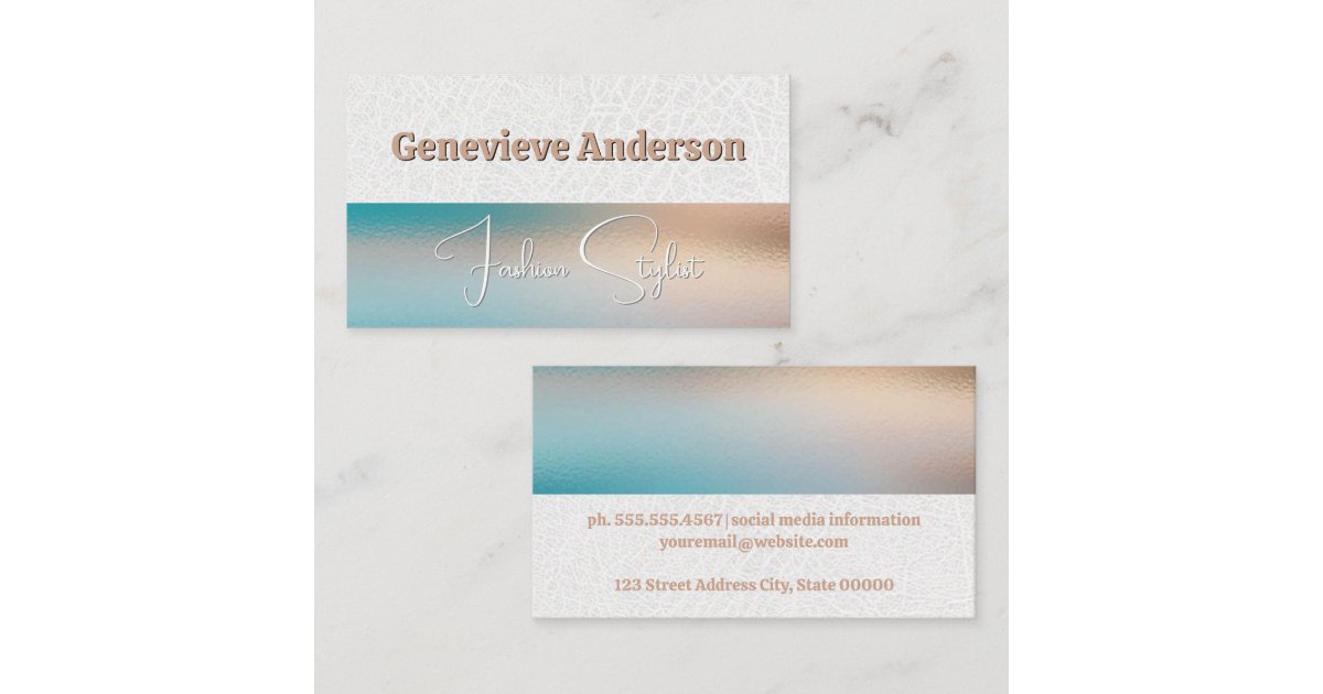 Cursive Font | Leather | Glass Texture Business Card | Zazzle
