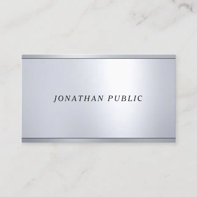 Cursive Font Silver Metallic Look Modern Elegant Business Card | Zazzle