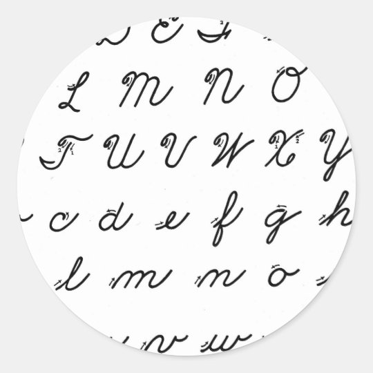 cursive handwriting chart classic round sticker | Zazzle.com