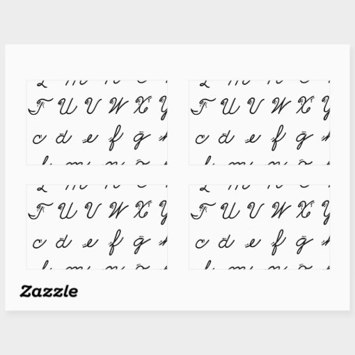 cursive handwriting chart rectangular sticker | Zazzle