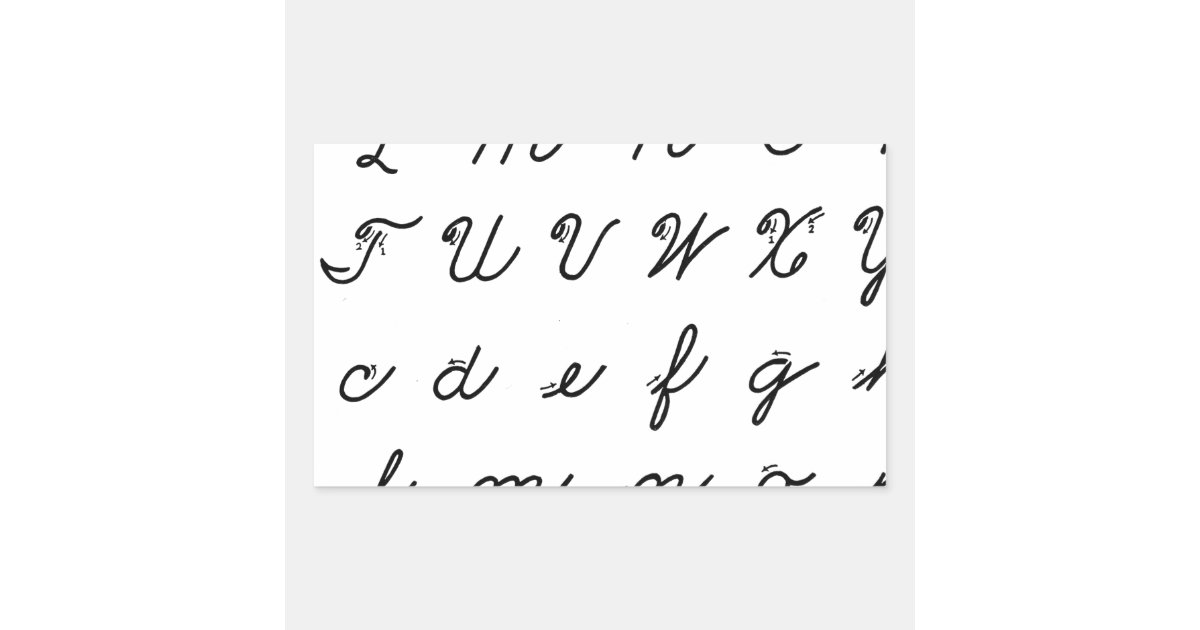 cursive handwriting chart rectangular sticker | Zazzle