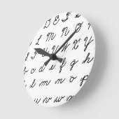 cursive handwriting chart round clock | Zazzle