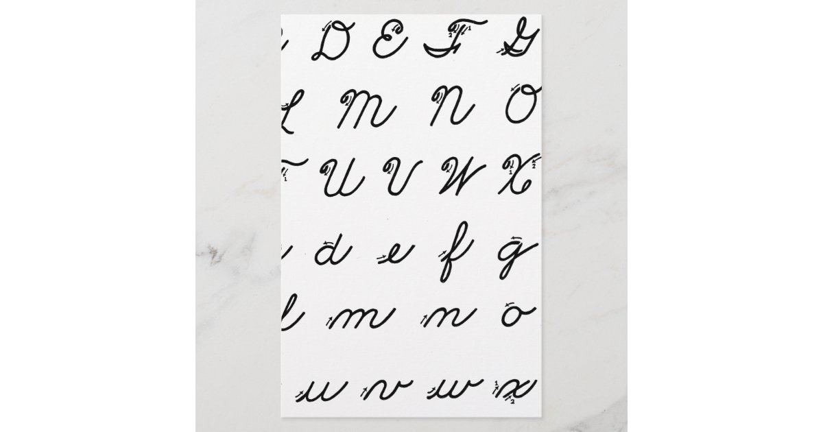 cursive handwriting chart stationery | Zazzle