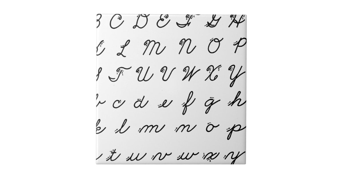 cursive handwriting chart tile | Zazzle