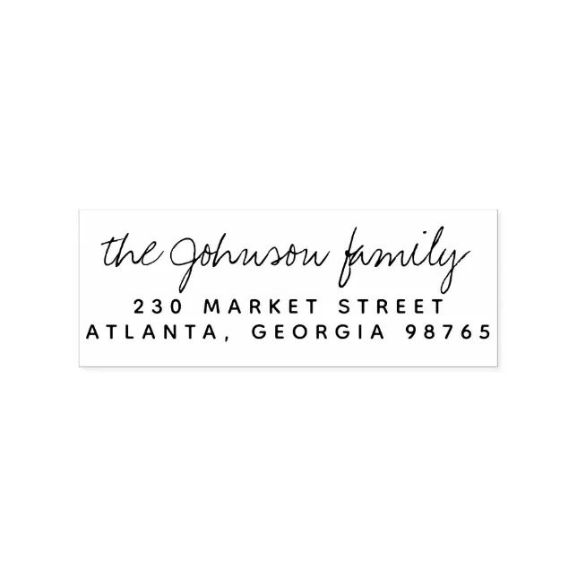 Cursive Handwriting Family Name & Return Address Rubber Stamp | Zazzle