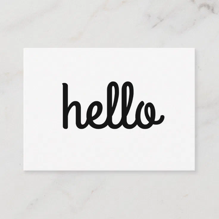 Cursive Hello Minimalist Font Business Card | Zazzle