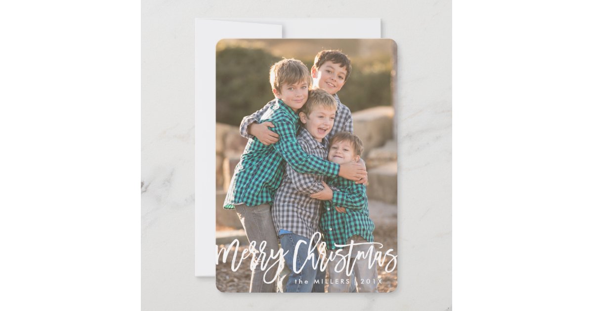 Cursive Merry Christmas Holiday Card | Zazzle