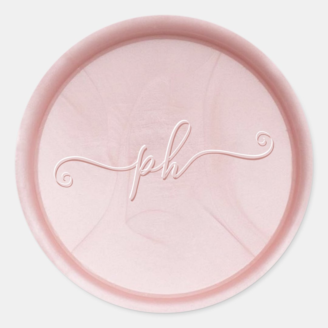 Cursive Monogram Blush Metallic Wax Seal Sticker | Zazzle
