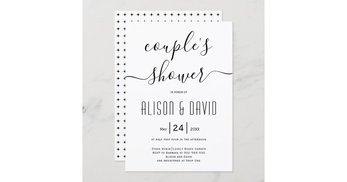 Cursive script calligraphy wedding couples shower invitation | Zazzle