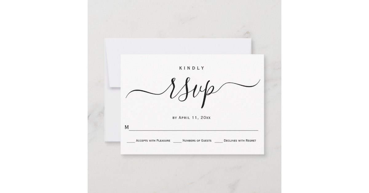 Cursive script calligraphy wedding RSVP card | Zazzle