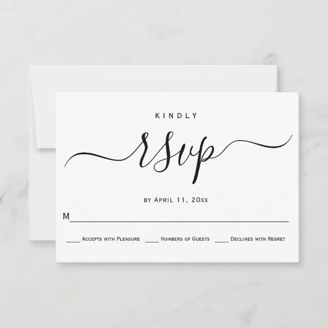 Cursive script calligraphy wedding RSVP card | Zazzle