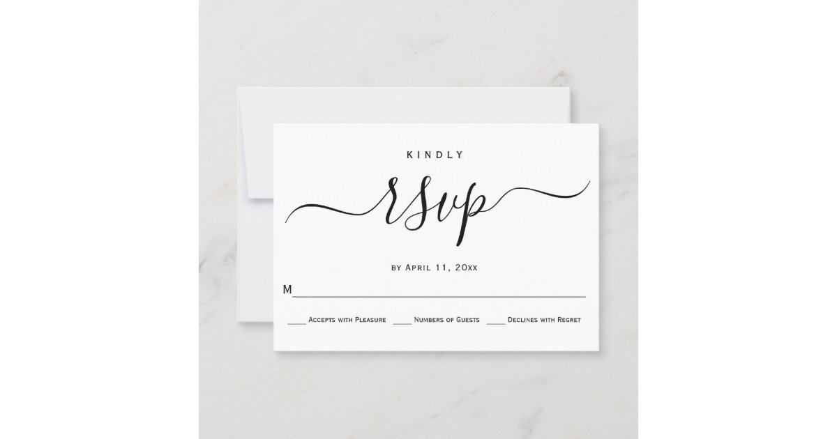 Cursive script calligraphy wedding RSVP card | Zazzle