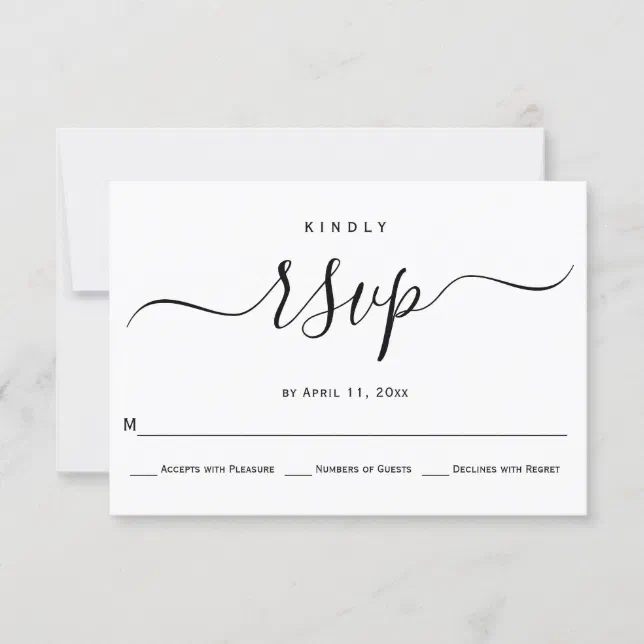 Cursive script calligraphy wedding RSVP card | Zazzle