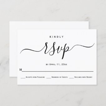 Cursive script calligraphy wedding RSVP card | Zazzle