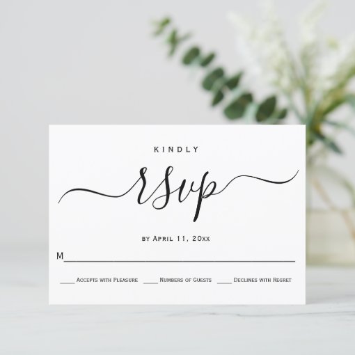 Cursive script calligraphy wedding RSVP card | Zazzle