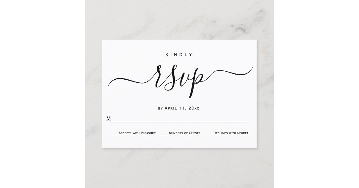 Cursive script calligraphy wedding RSVP card | Zazzle.com