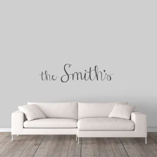 Cursive Script Family Name Large Wall Decal | Zazzle