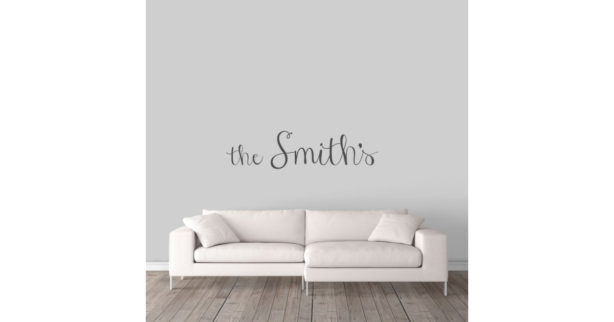 Cursive Script Family Name Large Wall Decal | Zazzle