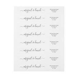 Cursive script handwritten calligraphy wedding wrap around label | Zazzle