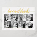 Cursive script Thank You eight photo collage gold Foil Holiday Card ...