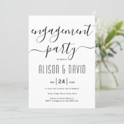 Cursive script typography wedding engagement party invitation | Zazzle