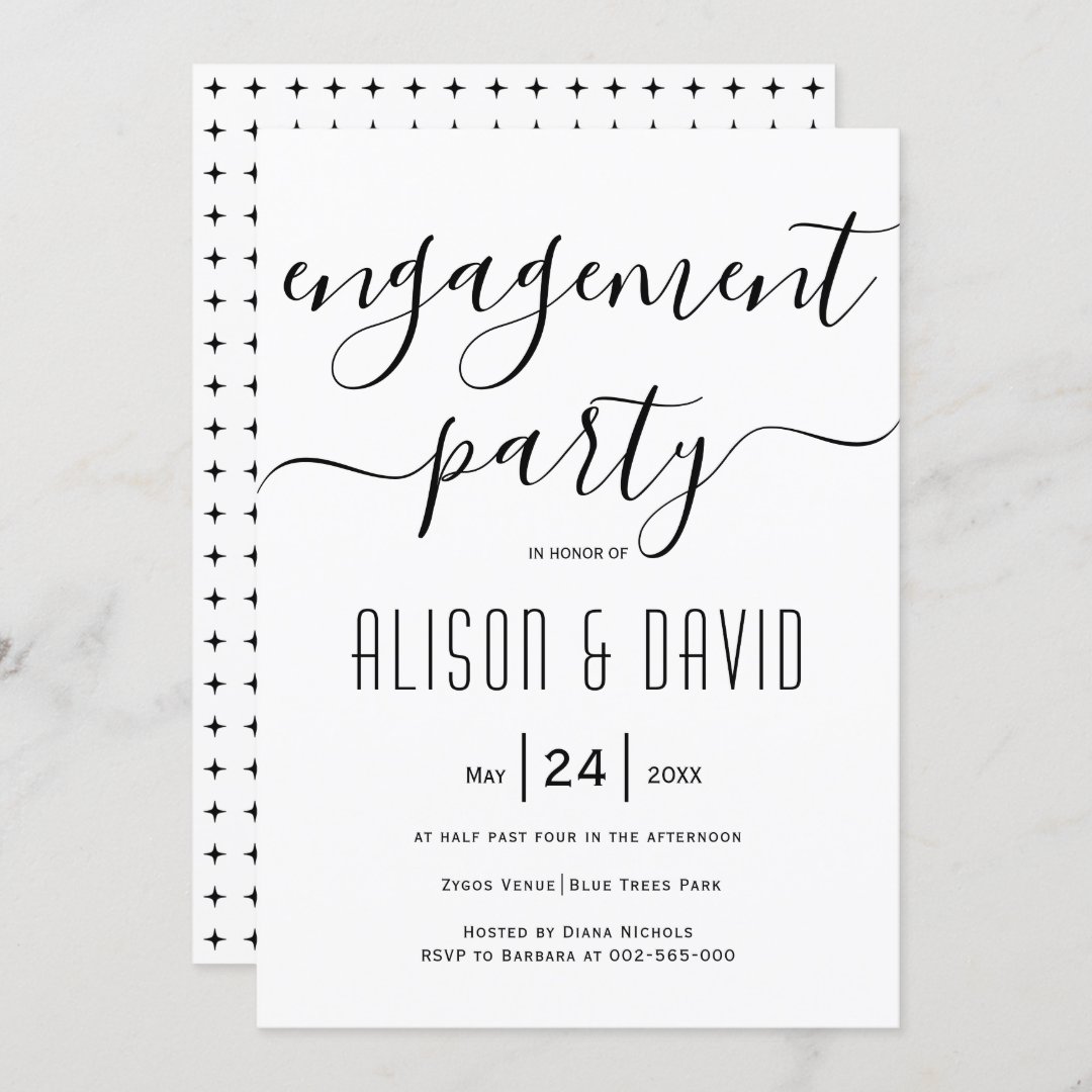Cursive script typography wedding engagement party invitation | Zazzle