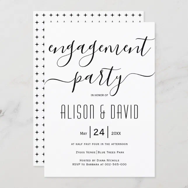 Cursive script typography wedding engagement party invitation | Zazzle