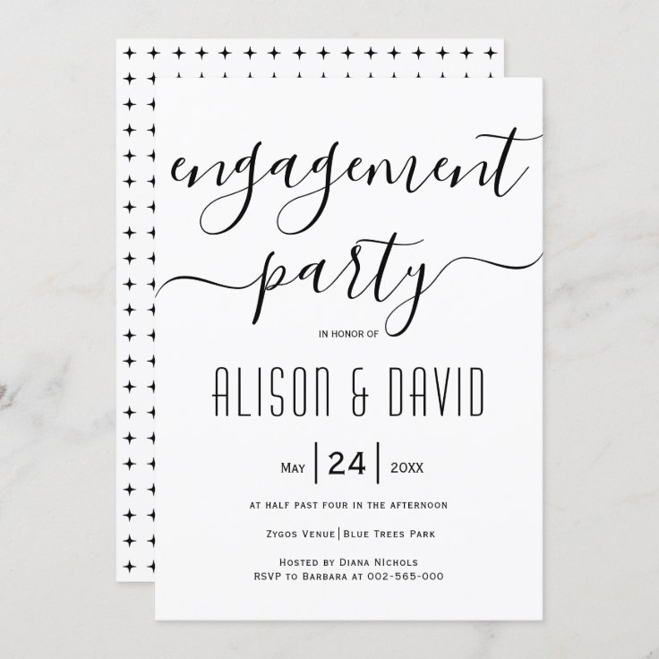Cursive script typography wedding engagement party invitation | Zazzle