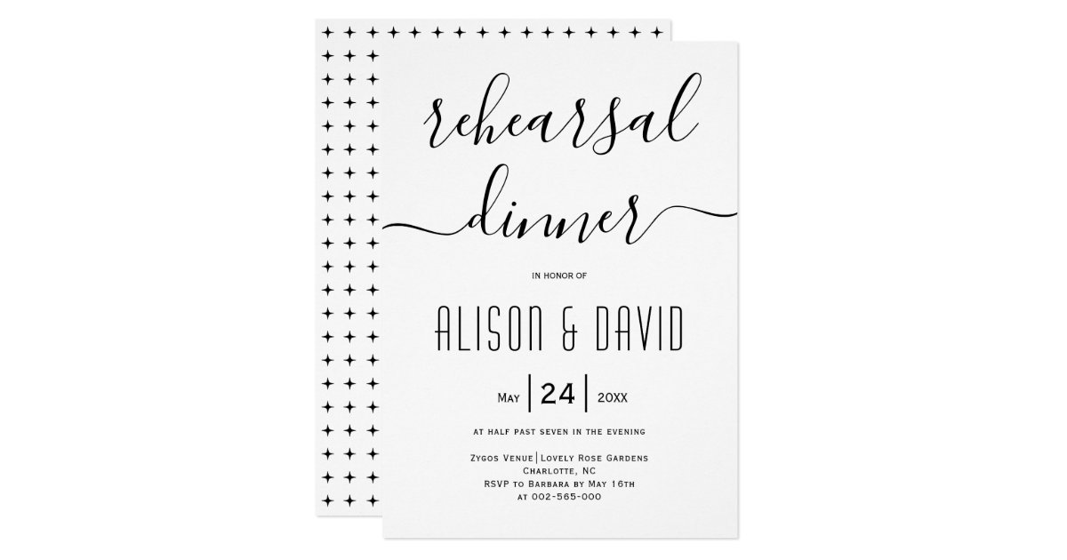 Cursive script typography wedding rehearsal dinner invitation | Zazzle.com