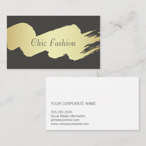 Cursive Text | Gold Brushed | Stylish Business Card | Zazzle
