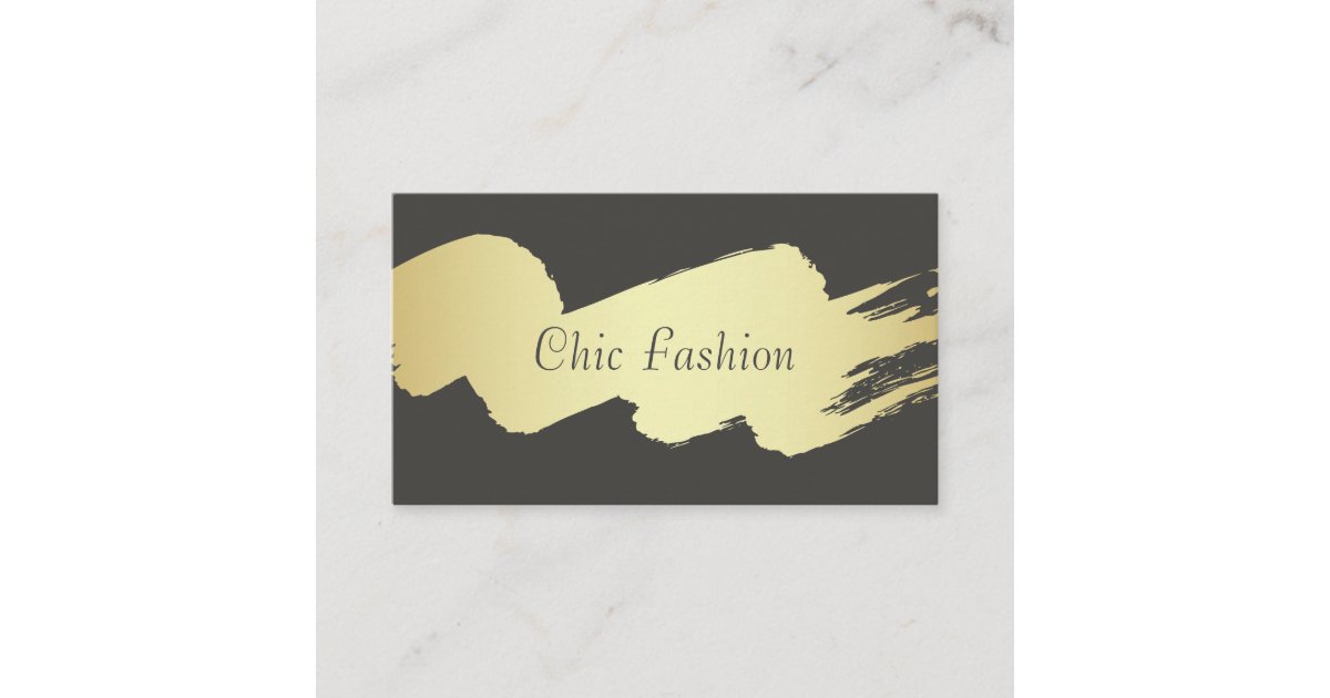 Cursive Text | Gold Brushed | Stylish Business Card | Zazzle