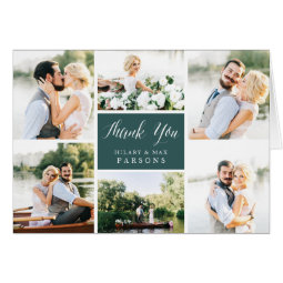 Cursive | Wedding Photo Collage Thank You Card | Zazzle