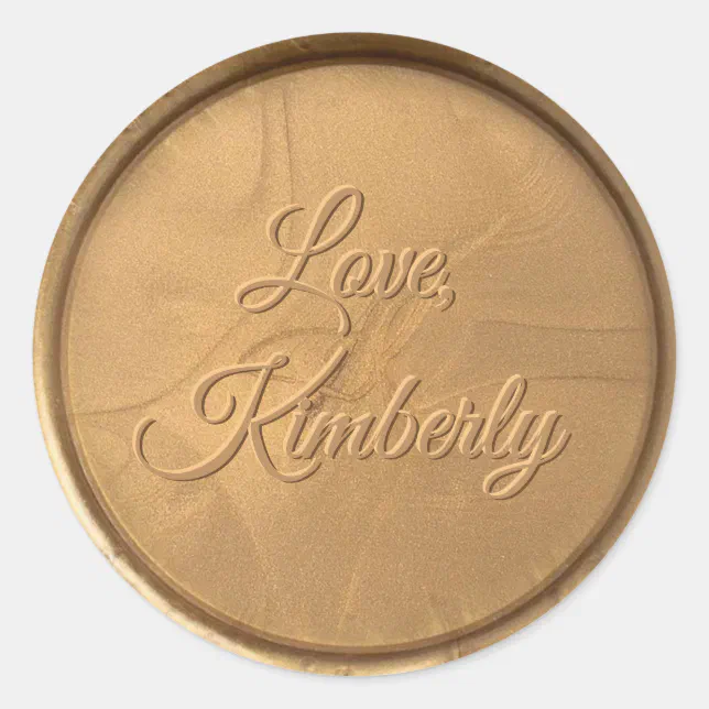 Cursive With Love Antique Gold Wax Seal Sticker | Zazzle