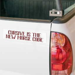 Cursive Writing Secret Morse Code Funny Bumper Sticker | Zazzle