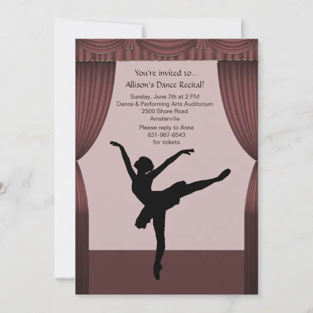 Curtain Call Dance Recital Invitation | Zazzle
