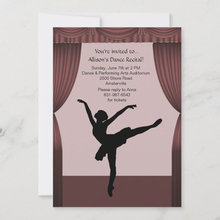 Curtain Call Dance Recital Invitation | Zazzle.com