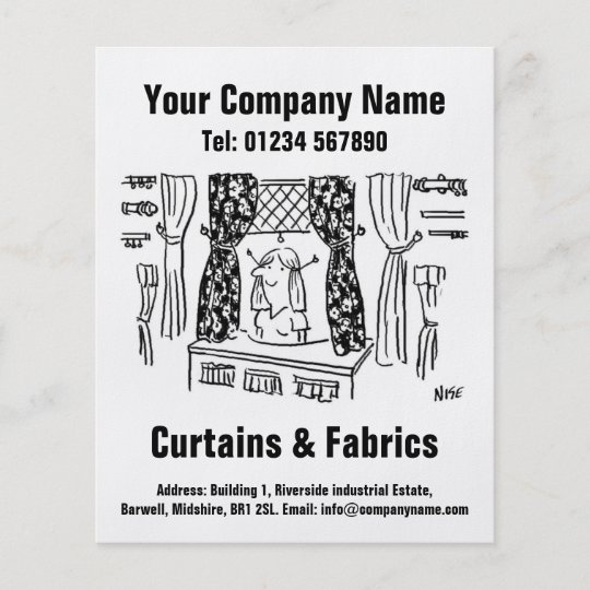 Curtains & Fabrics Cartoon Design Flyer | Zazzle.com