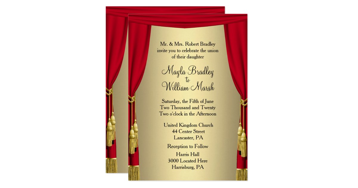 Curtains Theater Wedding Theme Invitation | Zazzle.com