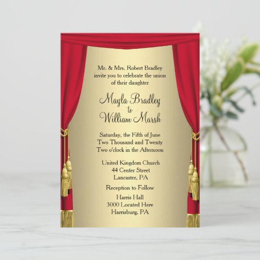 Curtains Theater Wedding Theme Invitation | Zazzle