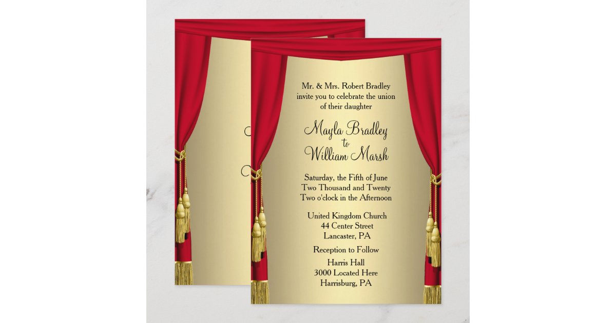 Curtains Theater Wedding Theme Invitation | Zazzle