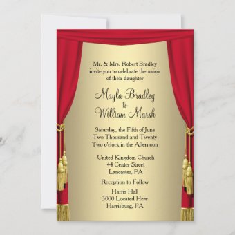 Curtains Theater Wedding Theme Invitation | Zazzle