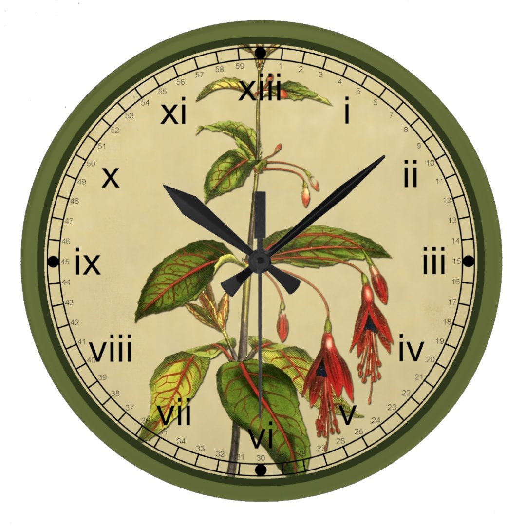 Curtis Botanical Red Flower Wall Clock in 3 Styles | Zazzle